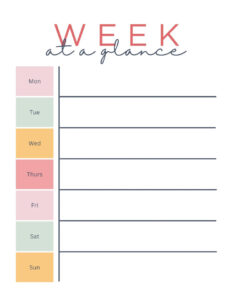 Free Printable 7 Day Schedule Template
