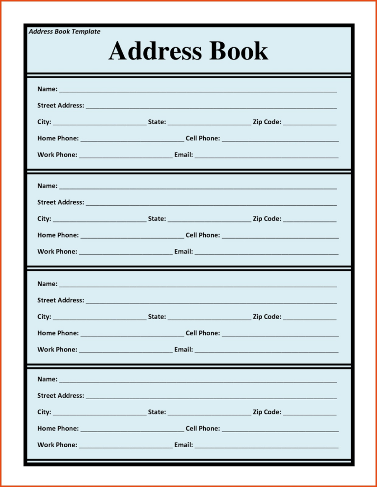 Free Printable Address Book Template (Word)