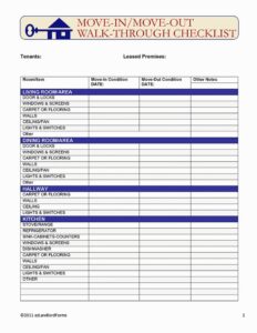 Apartment Walkthrough Checklist Template