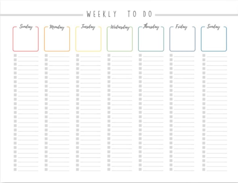 Printable Calendar To-Do List Template
