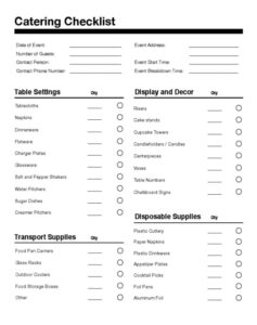Printable Catering Checklist Template