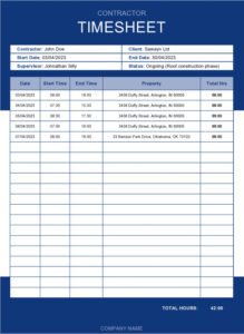 Free Printable Contractor Timesheet Template