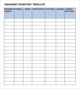 Printable Equipment Inventory List Template