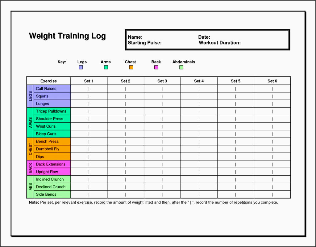 Printable Exercise Planning Template