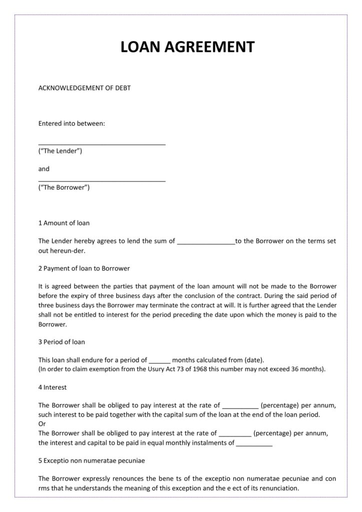Loan Agreement Template