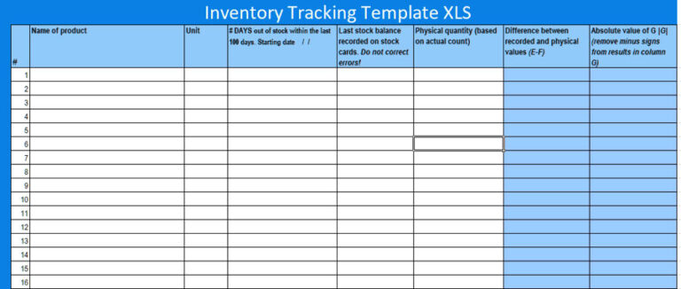 Parts Inventory Spreadsheet Template