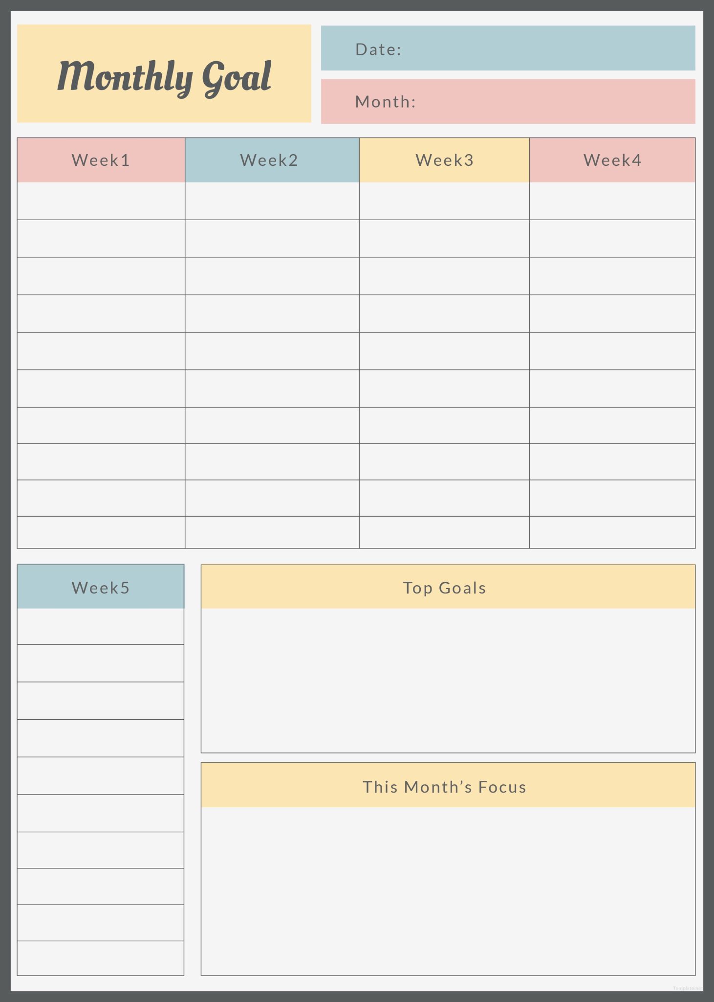 Printable Goal Planner Template
