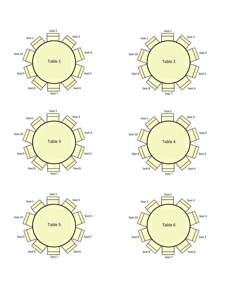 Printable Table Seating Chart Template