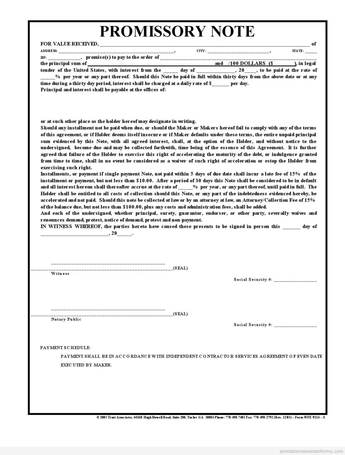 Promissory Agreement Template