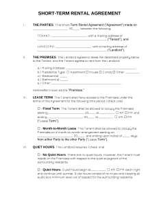 Short-Term Lease Agreement Template