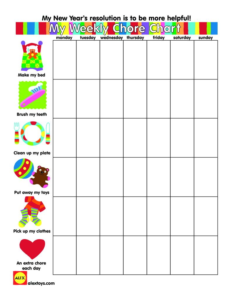 Printable Weekly Chore Chart Template (Excel)