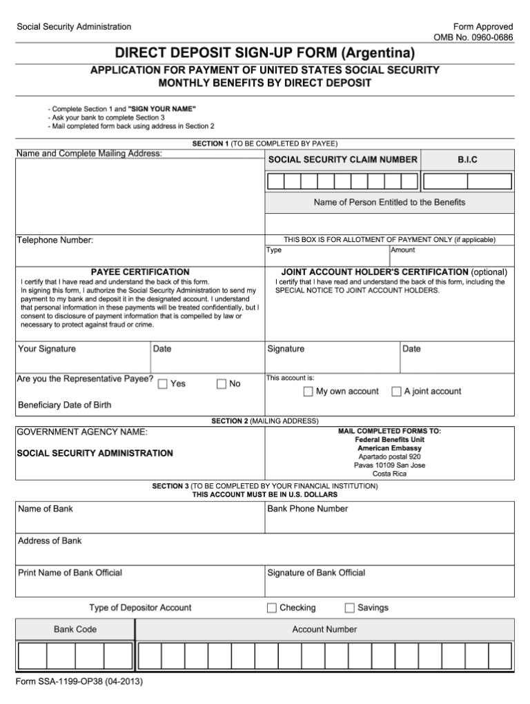 Social Security Direct Deposit Form