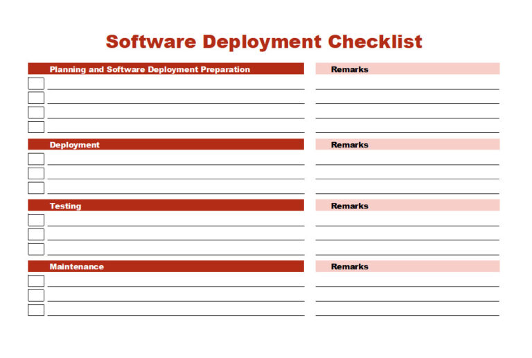 Software Deployment Checklist Template