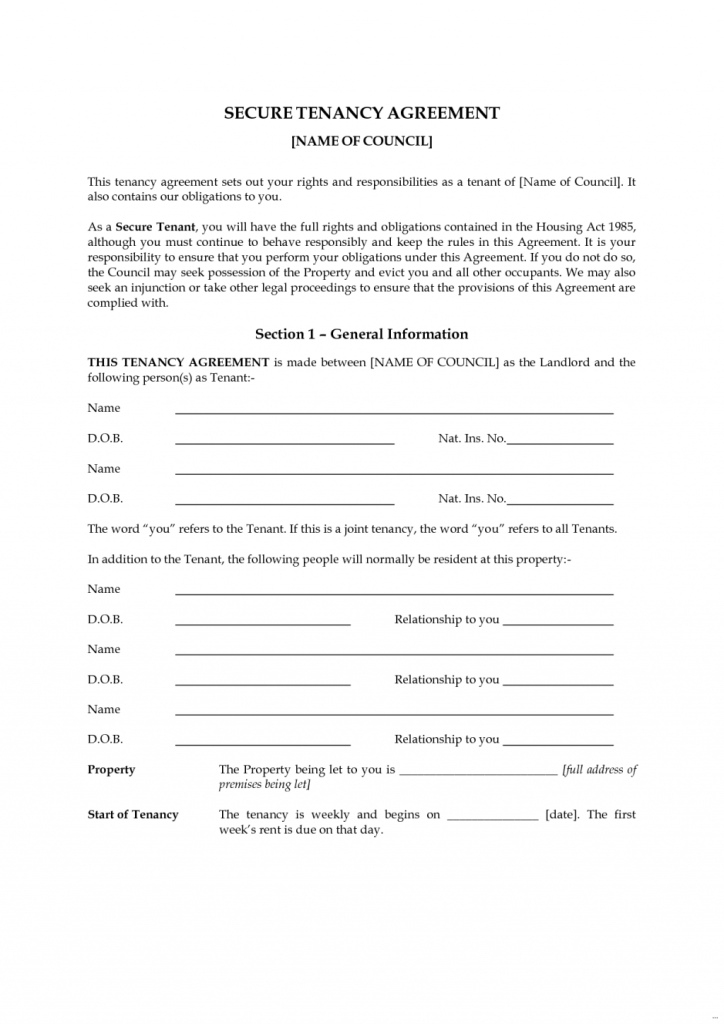 Tenant Agreement Template