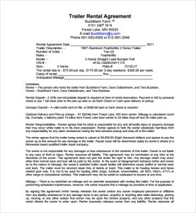 Trailer Lease Agreement Template