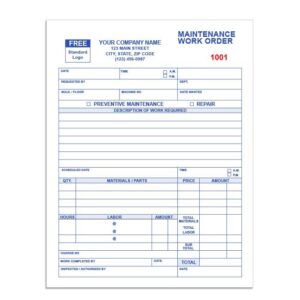 Free Printable Work Order Template