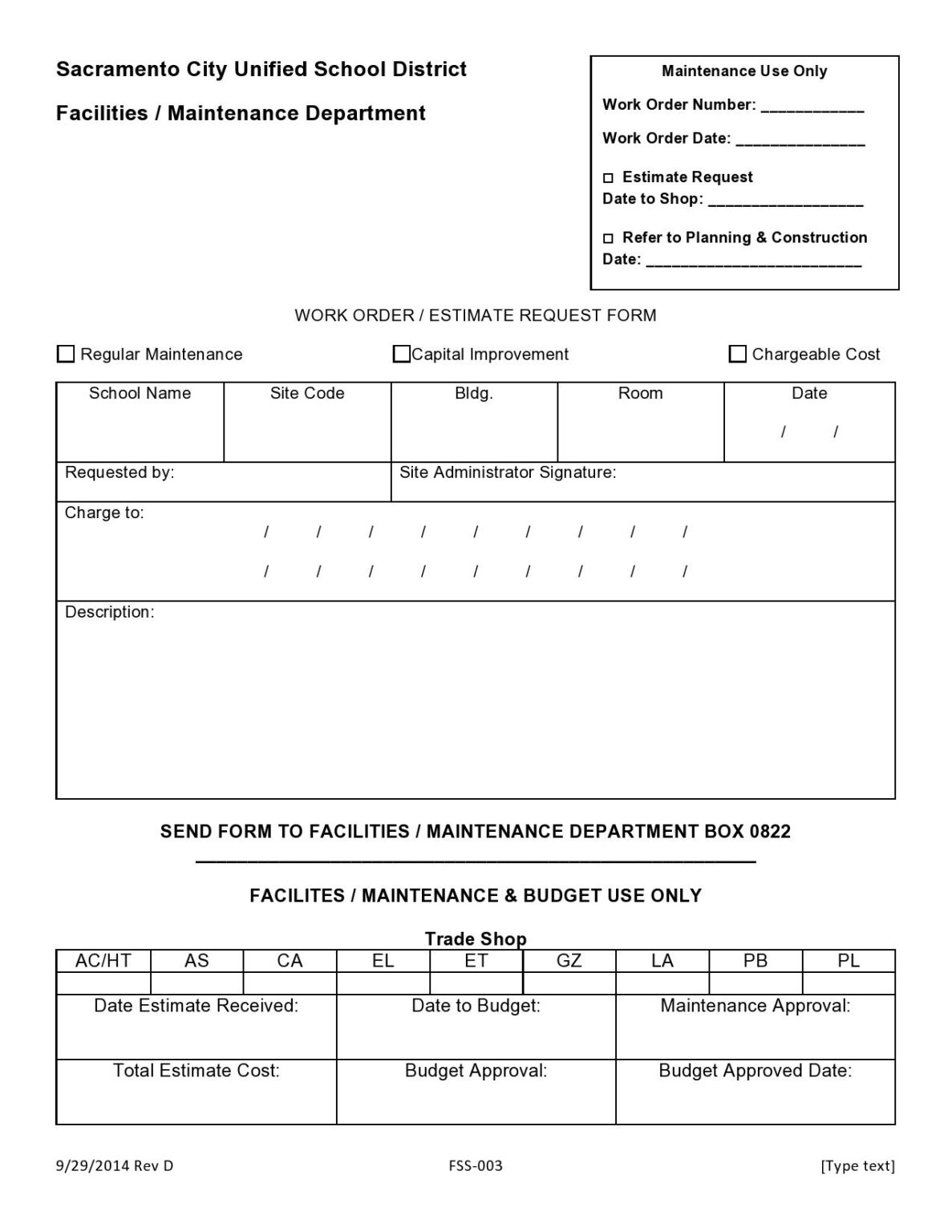 Free Printable Work Order Template
