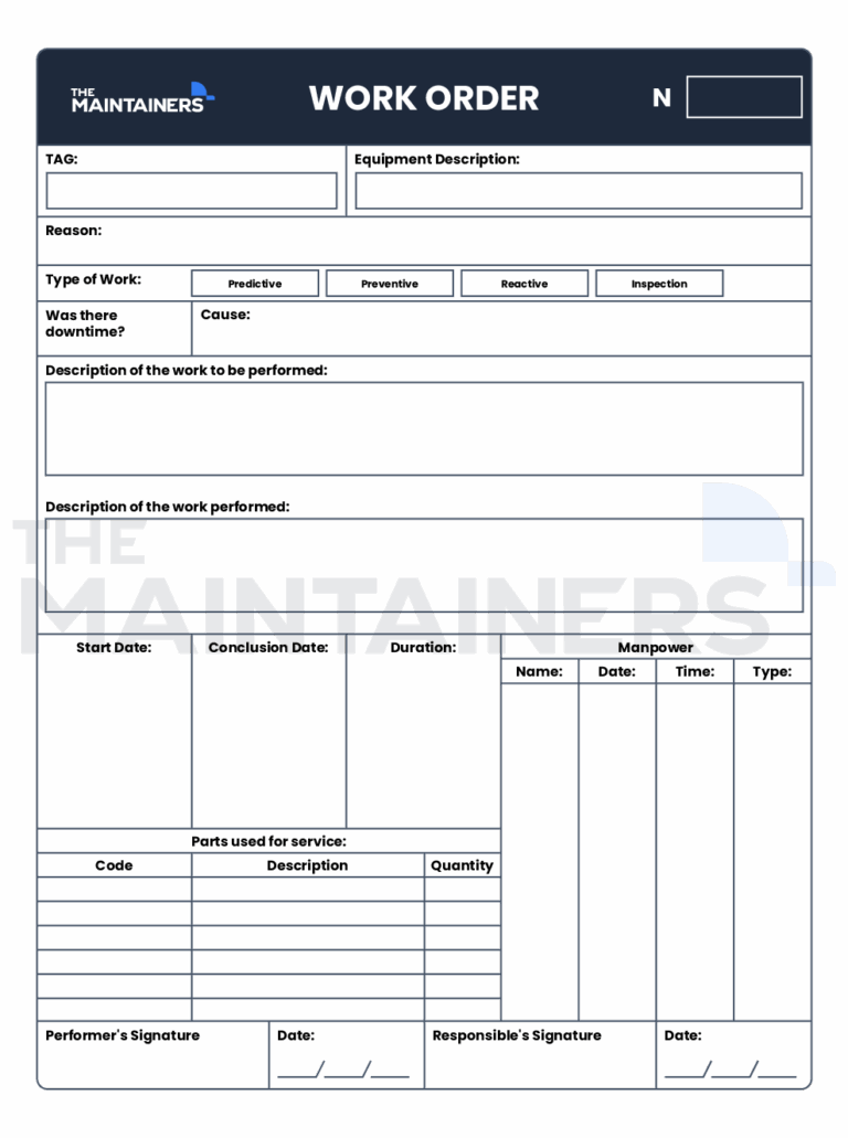 Free Printable Work Order Template
