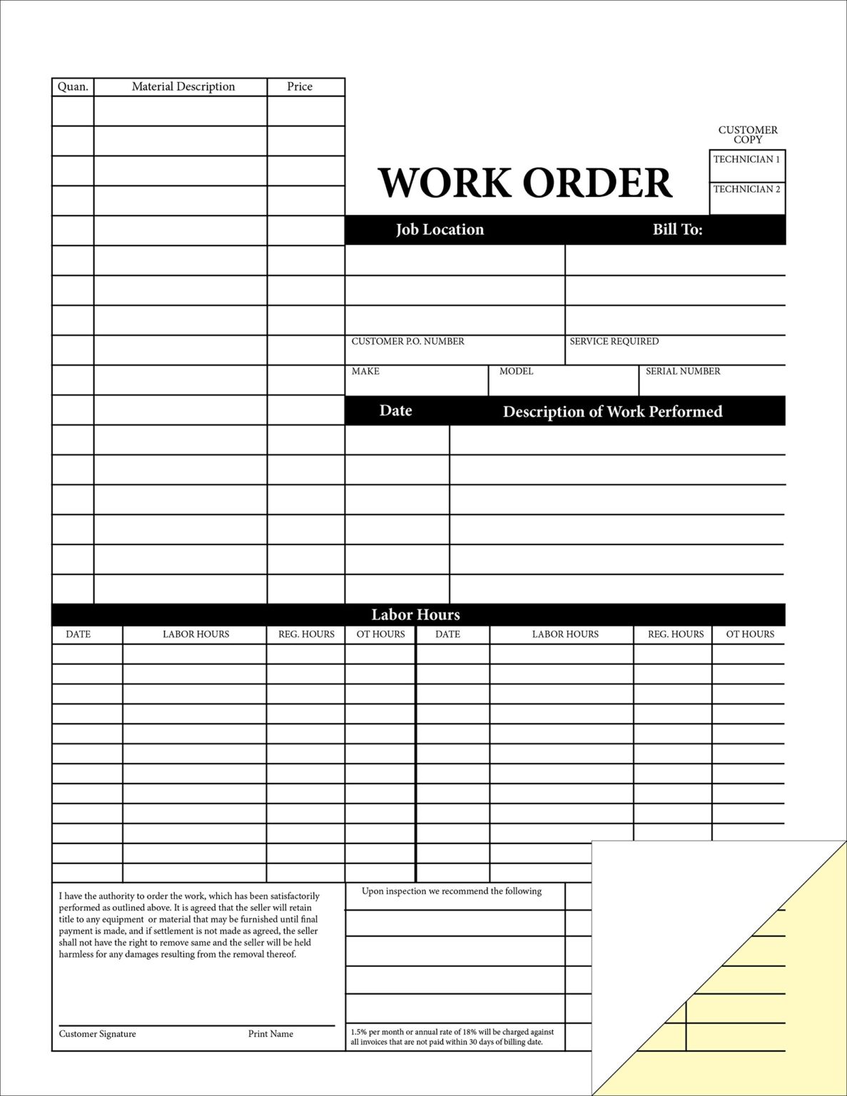 Free Printable Work Order Template