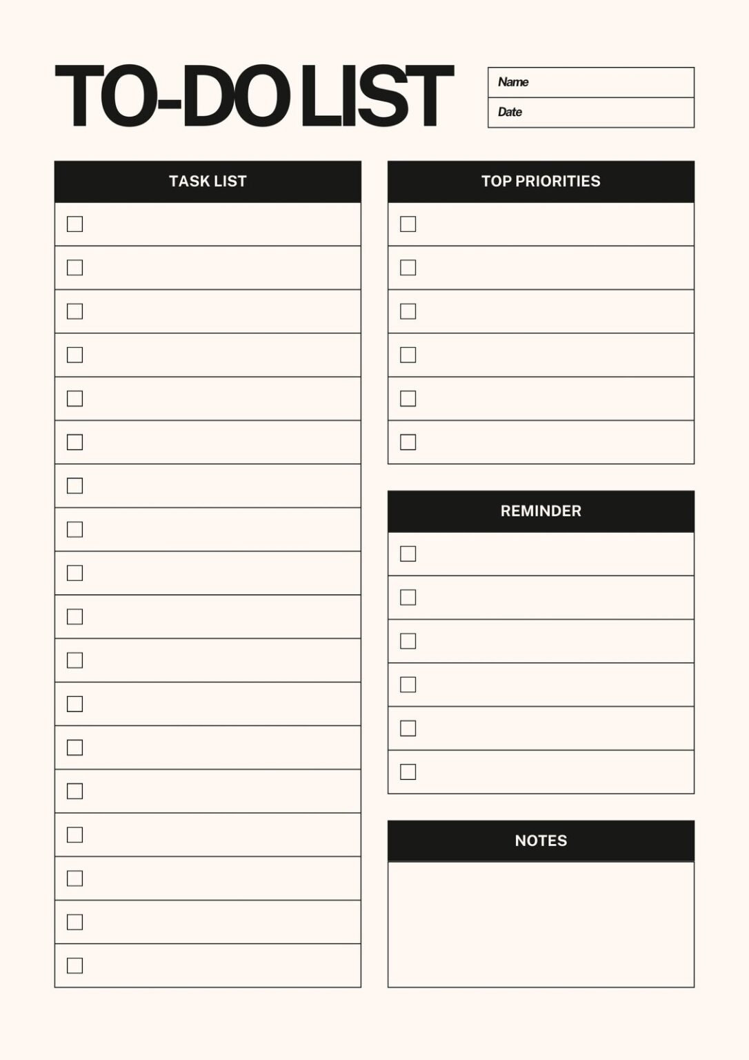 Free Printable Work To-Do List Template