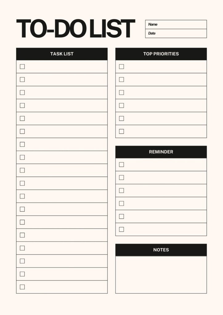 Free Printable Work To-Do List Template