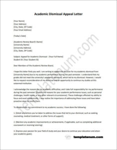 Academic Dismissal Appeal Letter Template