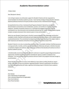 Academic Recommendation Letter Template (With Sample)