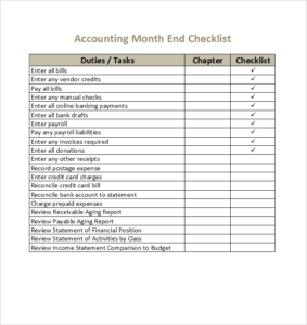 Accounting Month End Checklist Template