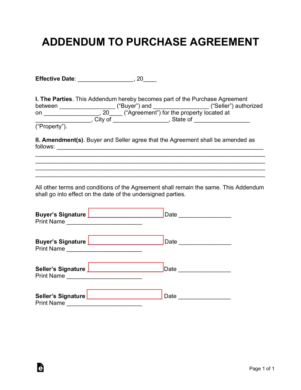 Addendum Agreement Template