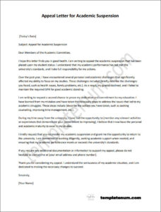 Appeal Letter Template for Academic Suspension