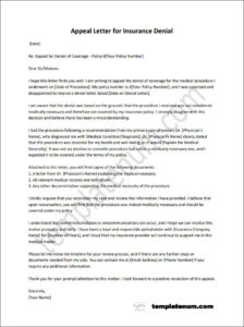 Appeal Letter Template for Insurance Denial (Sample)