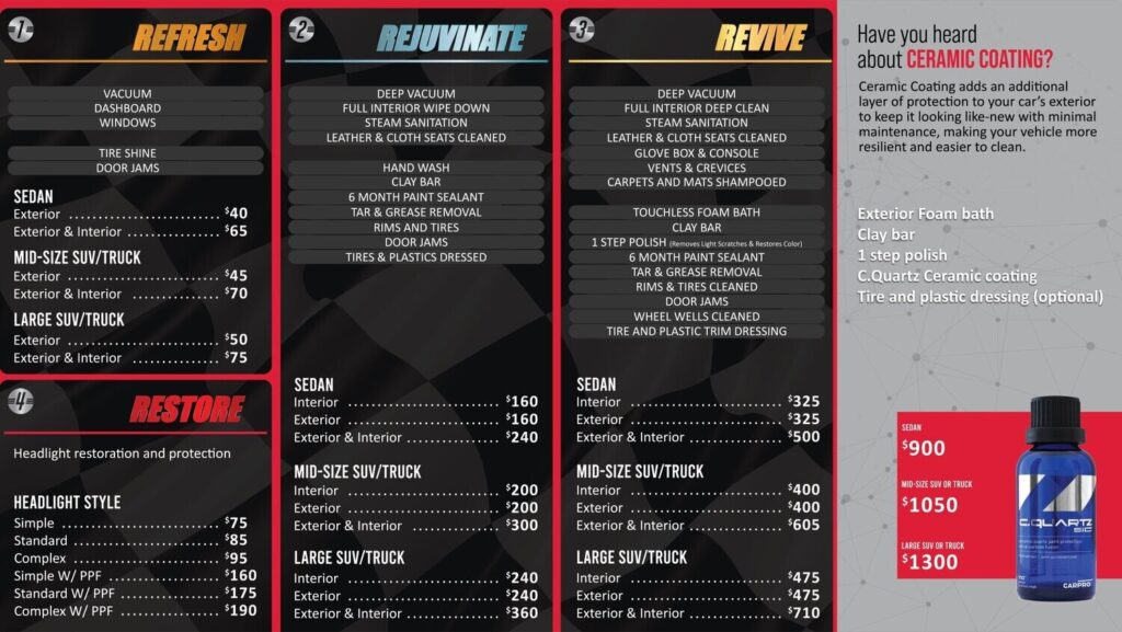 Auto-Detail Price List Template