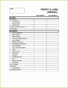 Free Printable Blank Profit And Loss Template