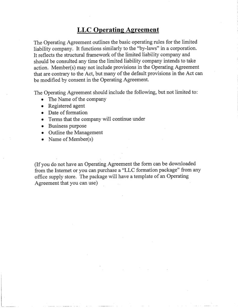 Business Operating Agreement Template
