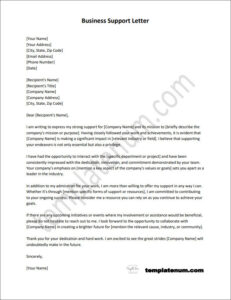 Business Support Letter Template (With Sample)