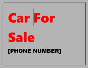 Printable Car For Sale Sign Template