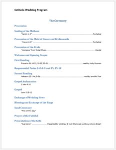 Catholic Wedding Program Template
