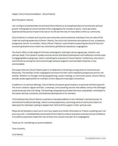 Church Recommendation Letter Template (Editable)