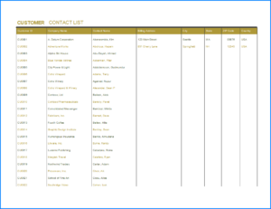 Free Printable Contact List Template