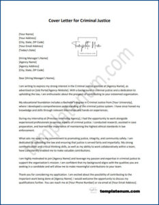Cover Letter Template for Criminal Justice (Sample)
