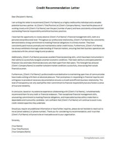 Credit Recommendation Letter Template (With Example)