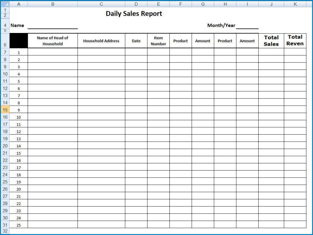 Daily Sales Report Template (Excel)