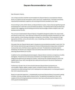 Daycare Recommendation Letter Template (With Sample)