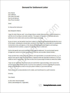 Demand for Settlement Letter Template (With Example)