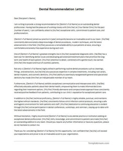 Dental Recommendation Letter Template (With Example)