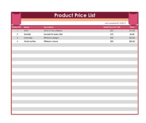 Electrical Price List Template