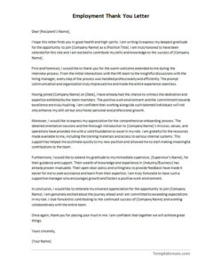 Employment Thank You Letter Template (With Example)