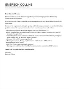 Free Printable ICU Nurse Cover Letter Template