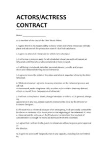 Actor Agreement Template