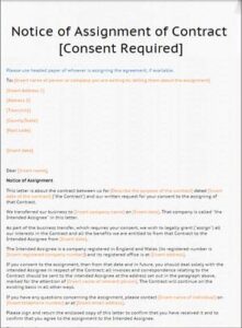 Assignment of Contract Form (Word)